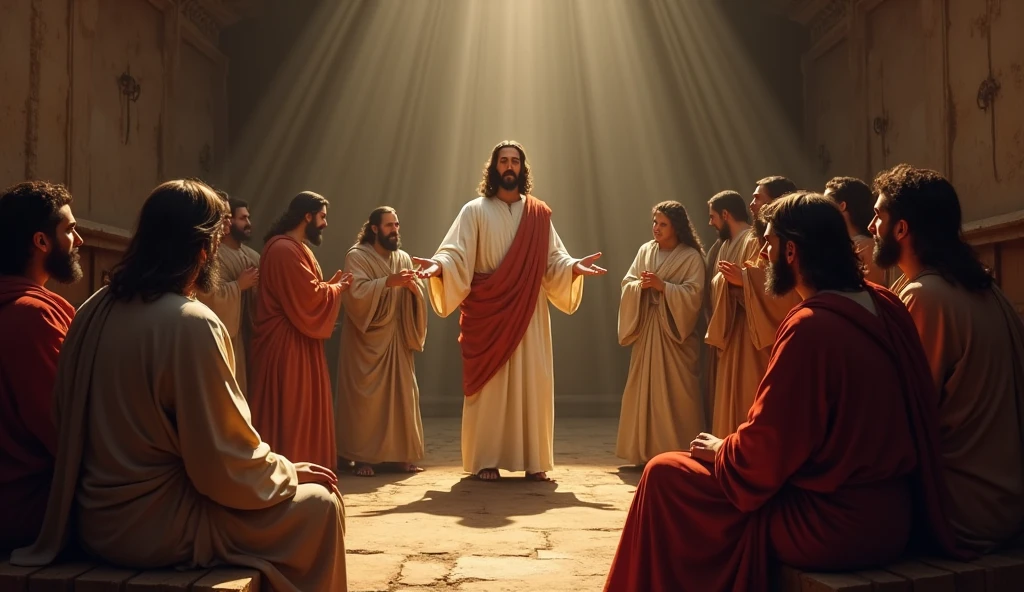 The risen Jesus tells his disciples in a closed room to go and ...