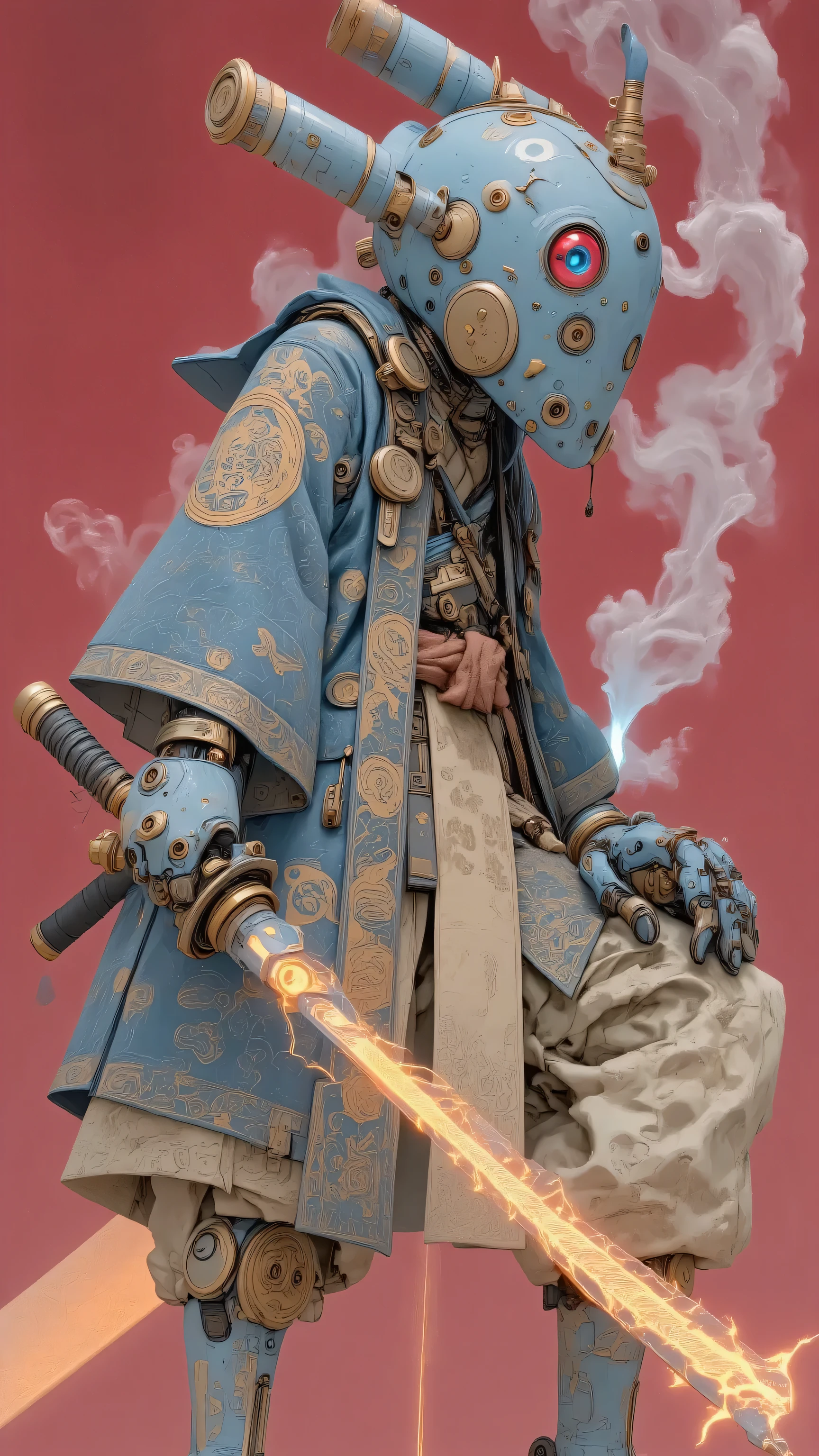 Create a highly detailed and visually striking humanoid robot character ...