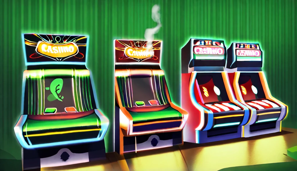 Create a Casino scene. There are a lot of slot machines in 3D - SeaArt AI