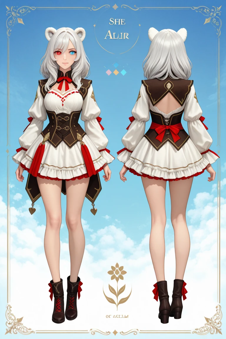 A VTuber character with long silver hair, heterochromatic eyes - SeaArt AI