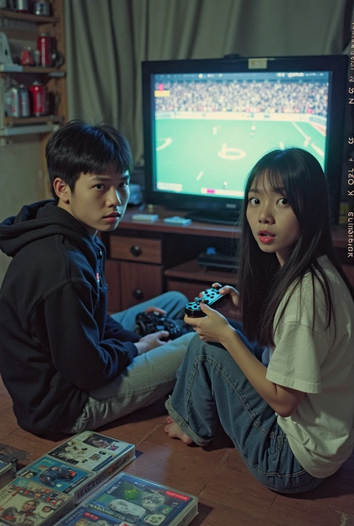 Late 1990s disposable camera photo with harsh flash, grainy texture ...