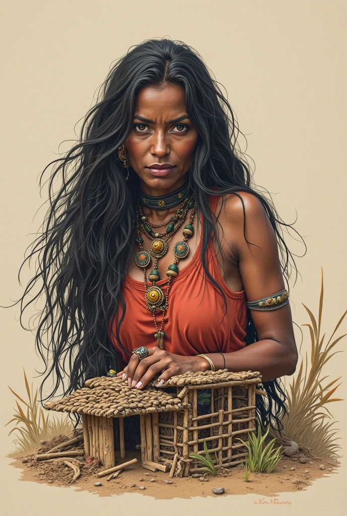 I NEED YOU TO CREATE A DRAWING DEPICTING AN INDIGENOUS VENEZUELAN WOMAN ...