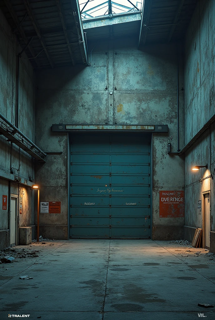 A shot of dj party warehouse rave empty and closed door - SeaArt AI