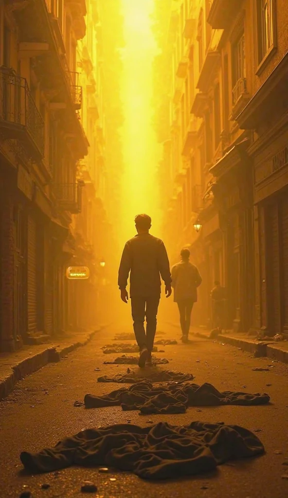 People around start disappearing in beams of golden light, some in cars ...