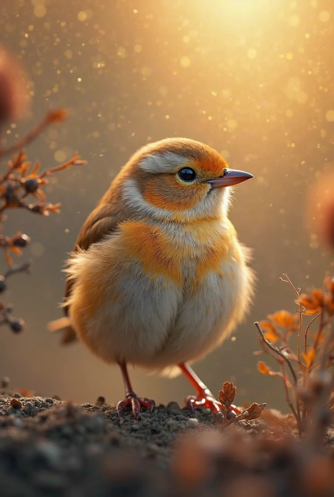 A mesmerizing close-up portrait of a gorgeous little bird illuminated ...