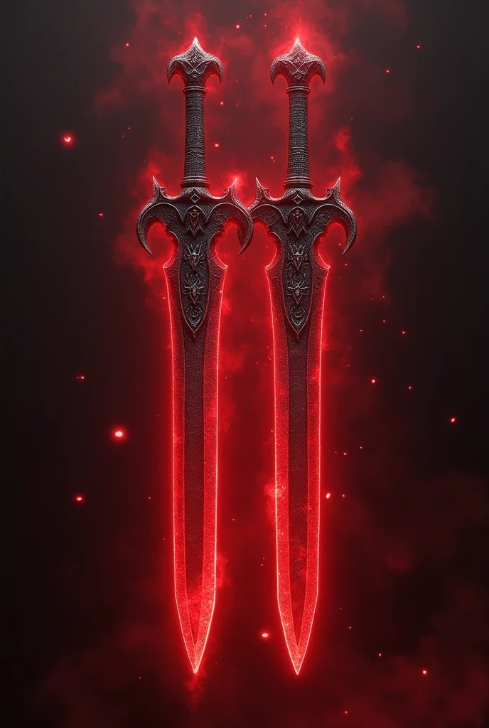 Two dark red Daggers leaking of red aura very detailed one-sided sharp ...