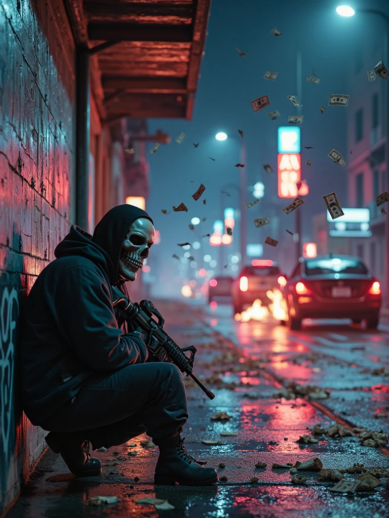 Best quality, ultra-detailed, gritty urban gang battle scene in Los ...