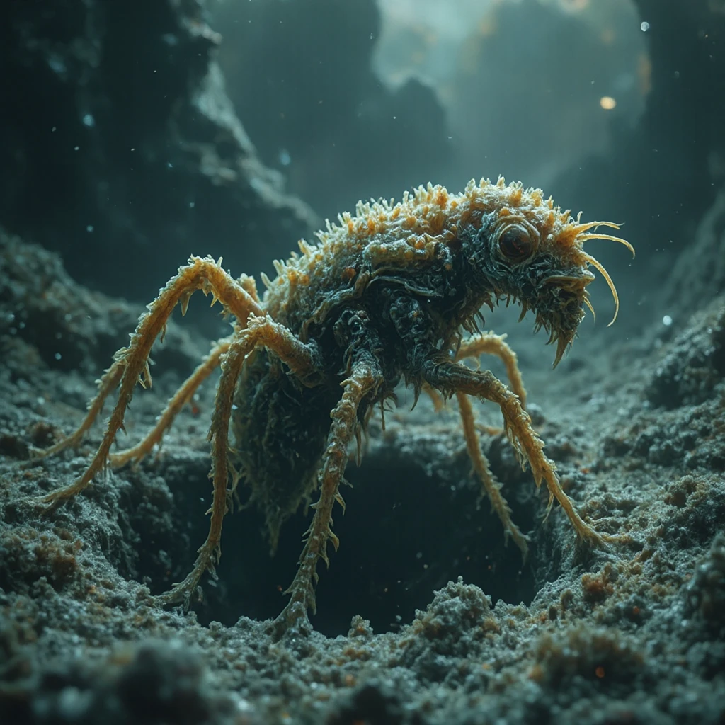 A creature from an unknown planet. An extremophile. Shaped like a small ...