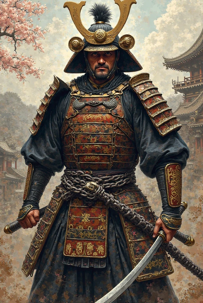 Painting of a samurai with a sword in his hand, samurai warrior - SeaArt AI