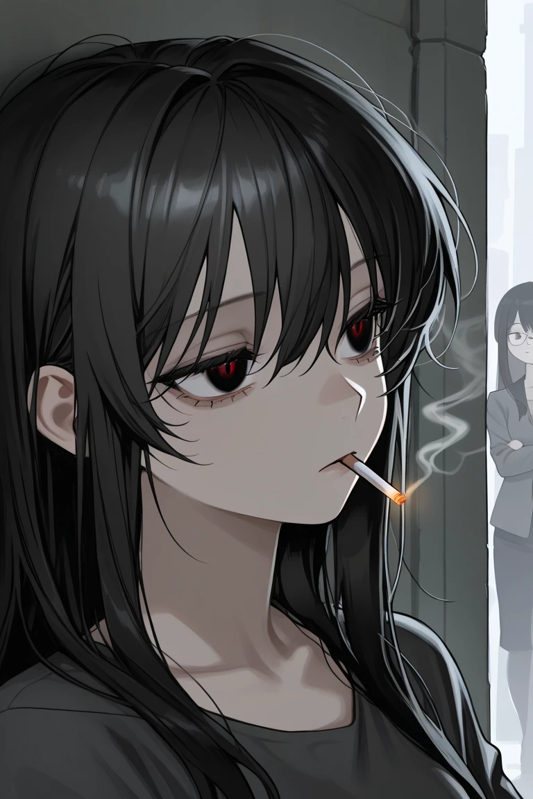 Girl, dark edges, Cigarette, Beautiful face, sharp eyes - SeaArt AI