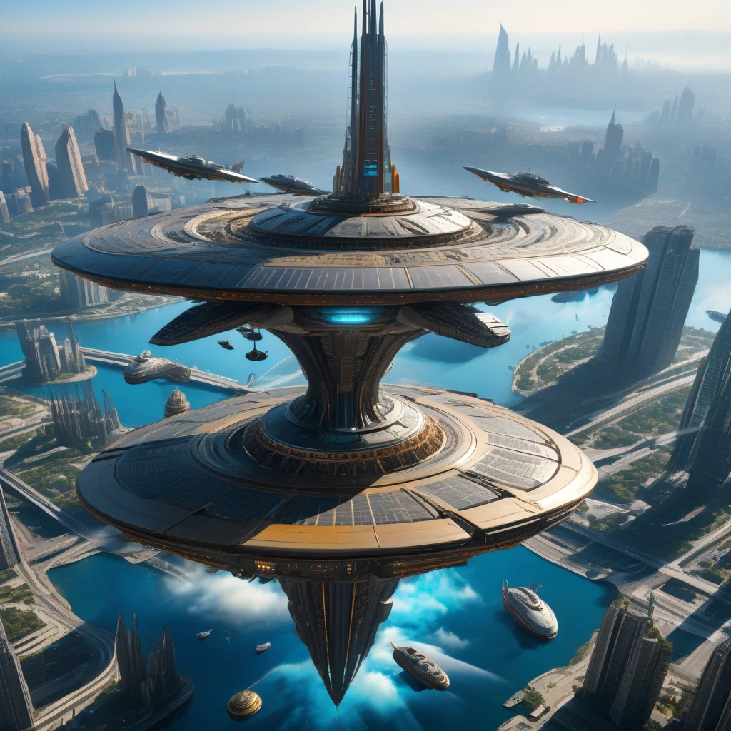 Future World,Flying Battleship,(Disc-shaped),Strange Gravity Control ...