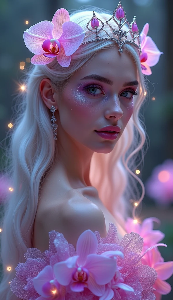 Create a hyperrealistic portrait of a futuristic spring princess ...