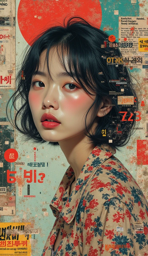1 korean girl in retro collage uprising,vintage ads and surreal scraps - SeaArt AI