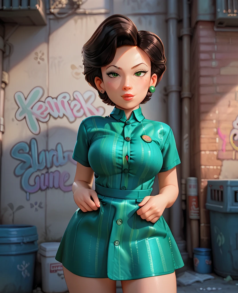 Ming Lee from "Turning red",short hair , seductive look , blushed ...