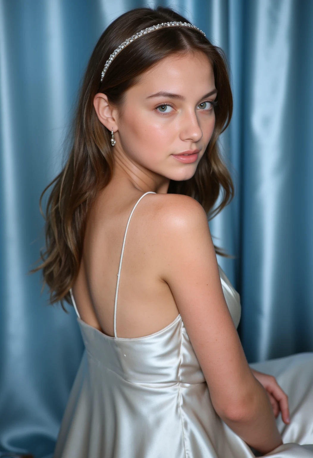 Ultra realistic close-up of a pretty 22-year-old brunette young woman ...