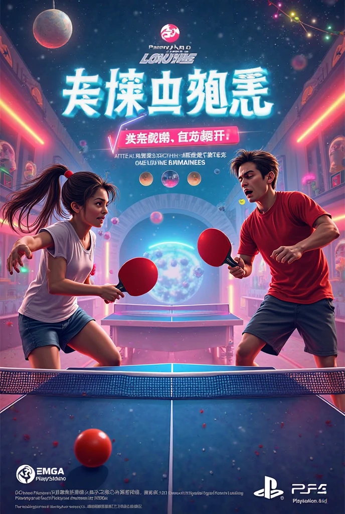 A poster for a ping pong and playstation tournament - SeaArt AI