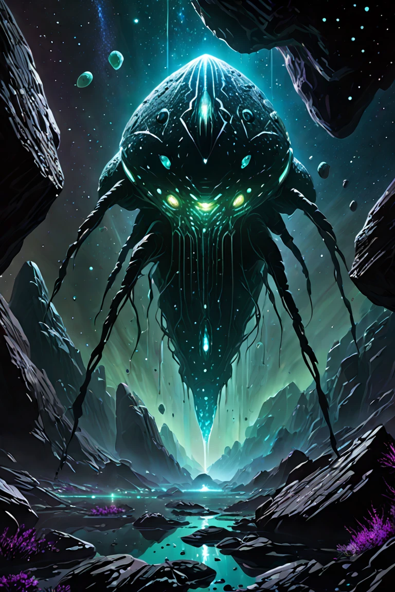 A deceptive cosmic predator disguised as an asteroid field viewed from ...