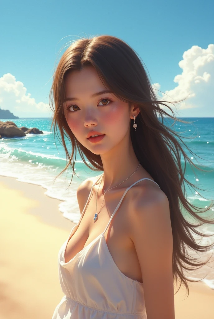 Beach pr ak pyari si larki - SeaArt AI