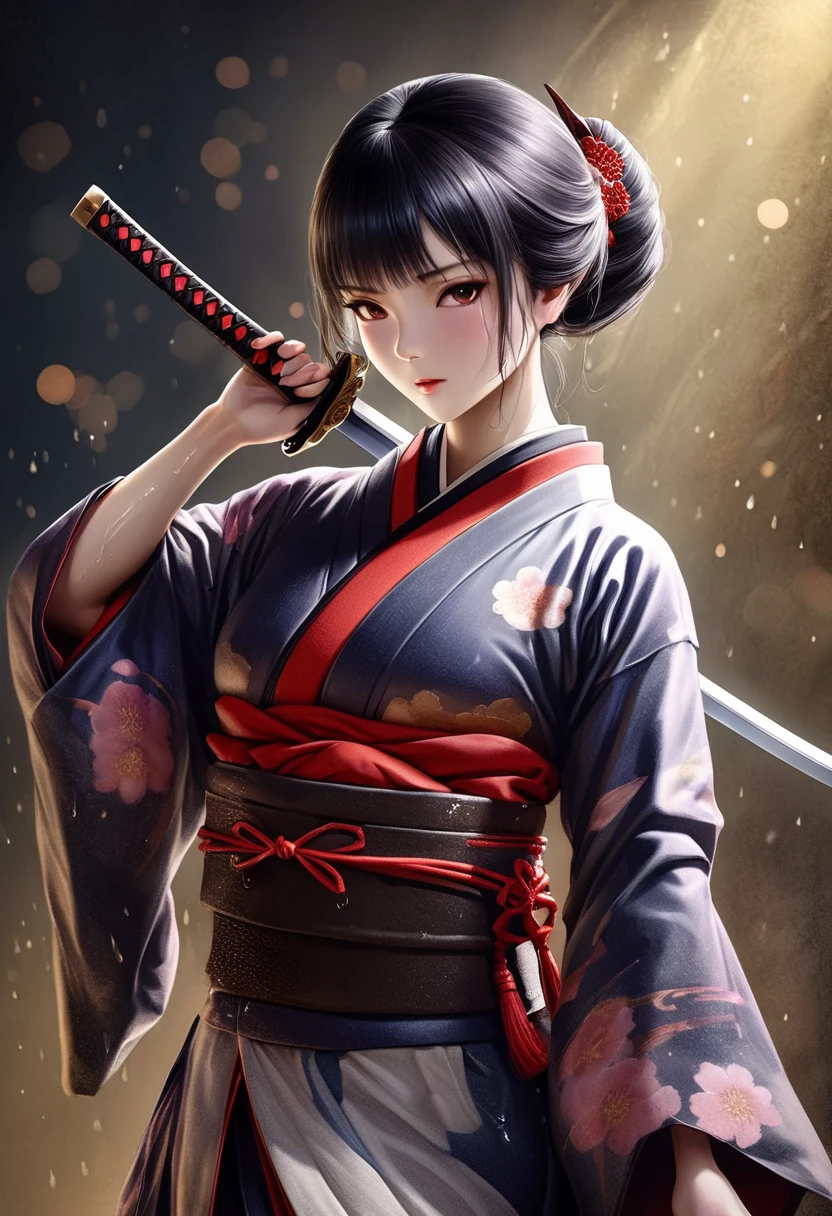 Glamorous Mature Woman Holds a Sword,Highly Exposing Kunoichi Costume ...