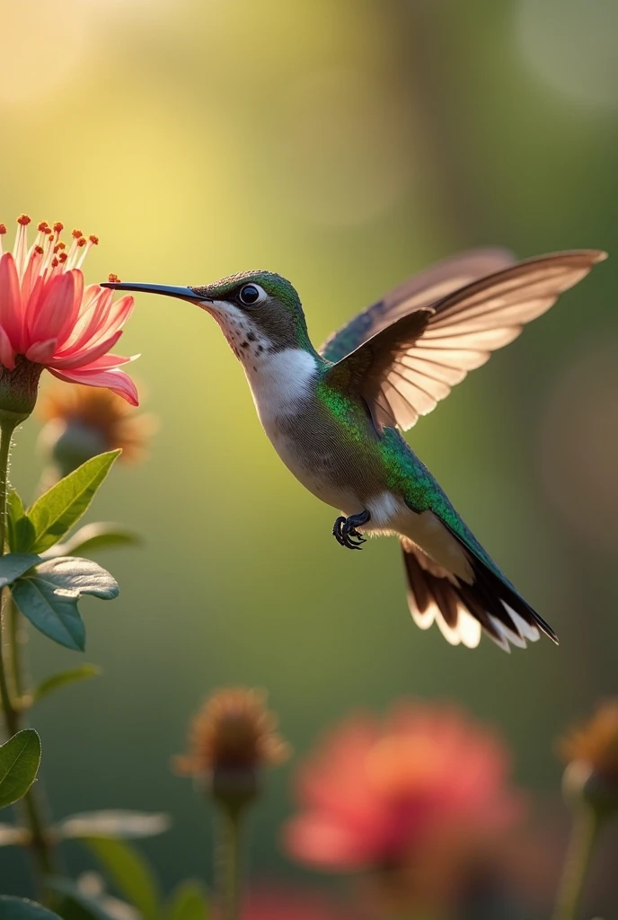 A close-up 4K ultra detailed view of a hummingbird in flight - SeaArt AI