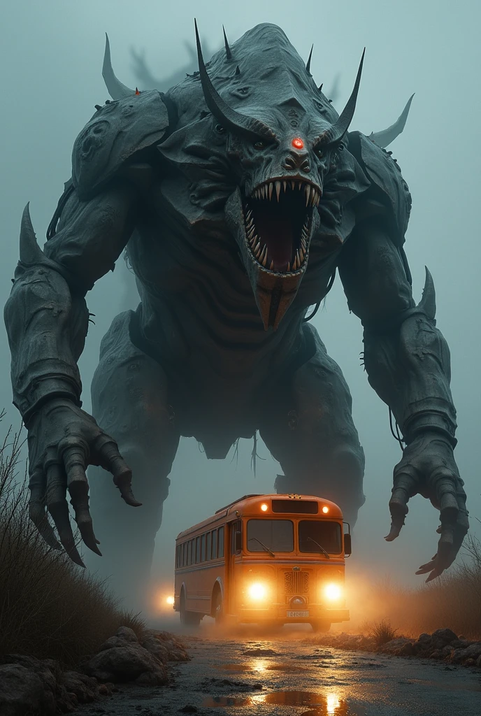 Monster Bus Turns on Headlights - SeaArt AI