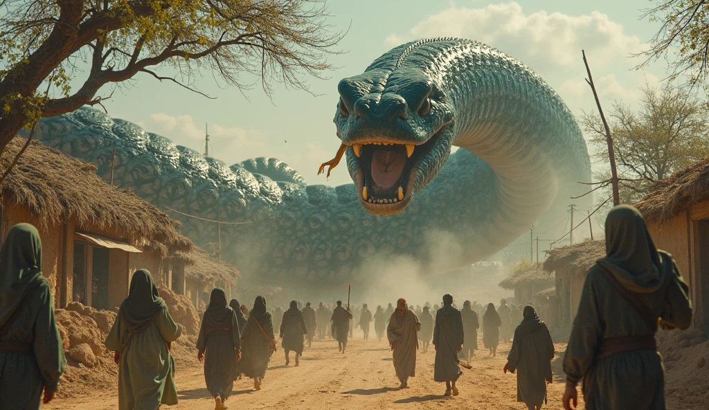 "A gigantic, majestic black snake with intricate mystical Islamic ...