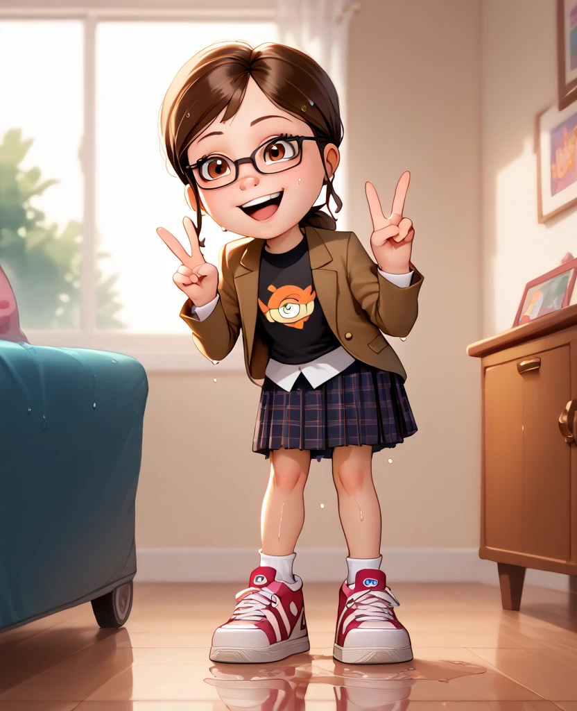 1 girl, Margo Gru/Despicable Me, brown hair, brown eyes, glasses ...