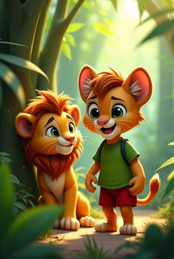 A Pixar cartoon style cute cat cub with a large and fluffy mane - SeaArt AI