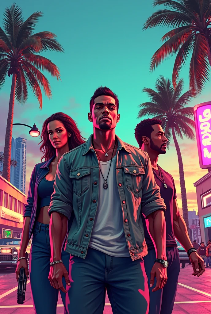 Style Gta sanandreas wallpaper text: GTA 6 , COLOR MIAMI - SeaArt AI