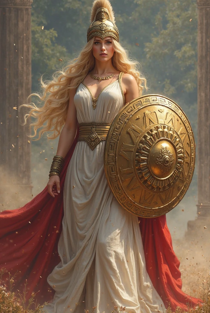 ATHENA, GREEK GODDESS, HUGE LONG BLONDE HAIR, PALE SKIN, BROWN EYES ...