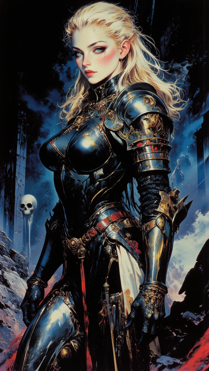 Female Knight.full body，Curvy Beauty， long blond hair. blue eyes ...