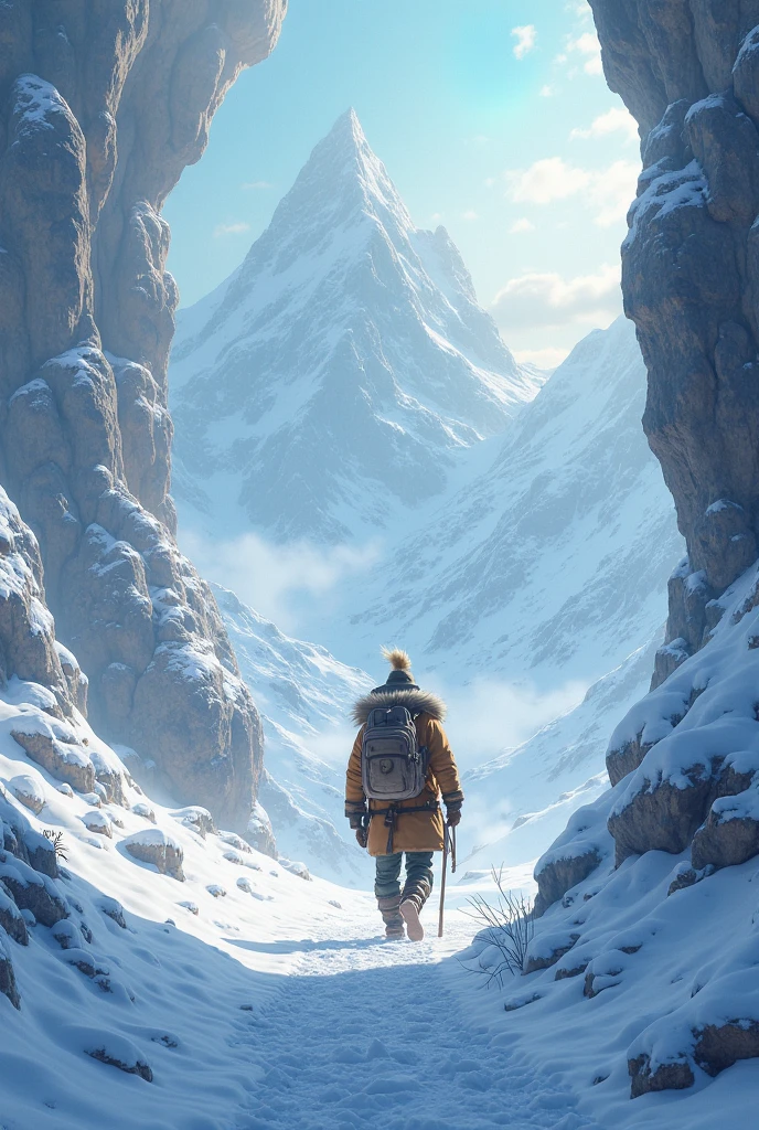 Create a walking through a snowy world in search of a gem , animated ...
