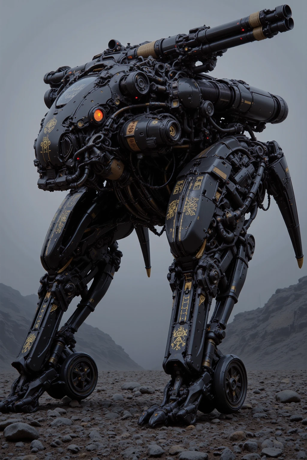 (Masterpiece. Ultra HD. Photorealistic) — (Combat walker with reverse ...