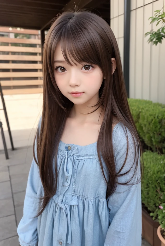 Cute mini anime girl with long brown hair - SeaArt AI