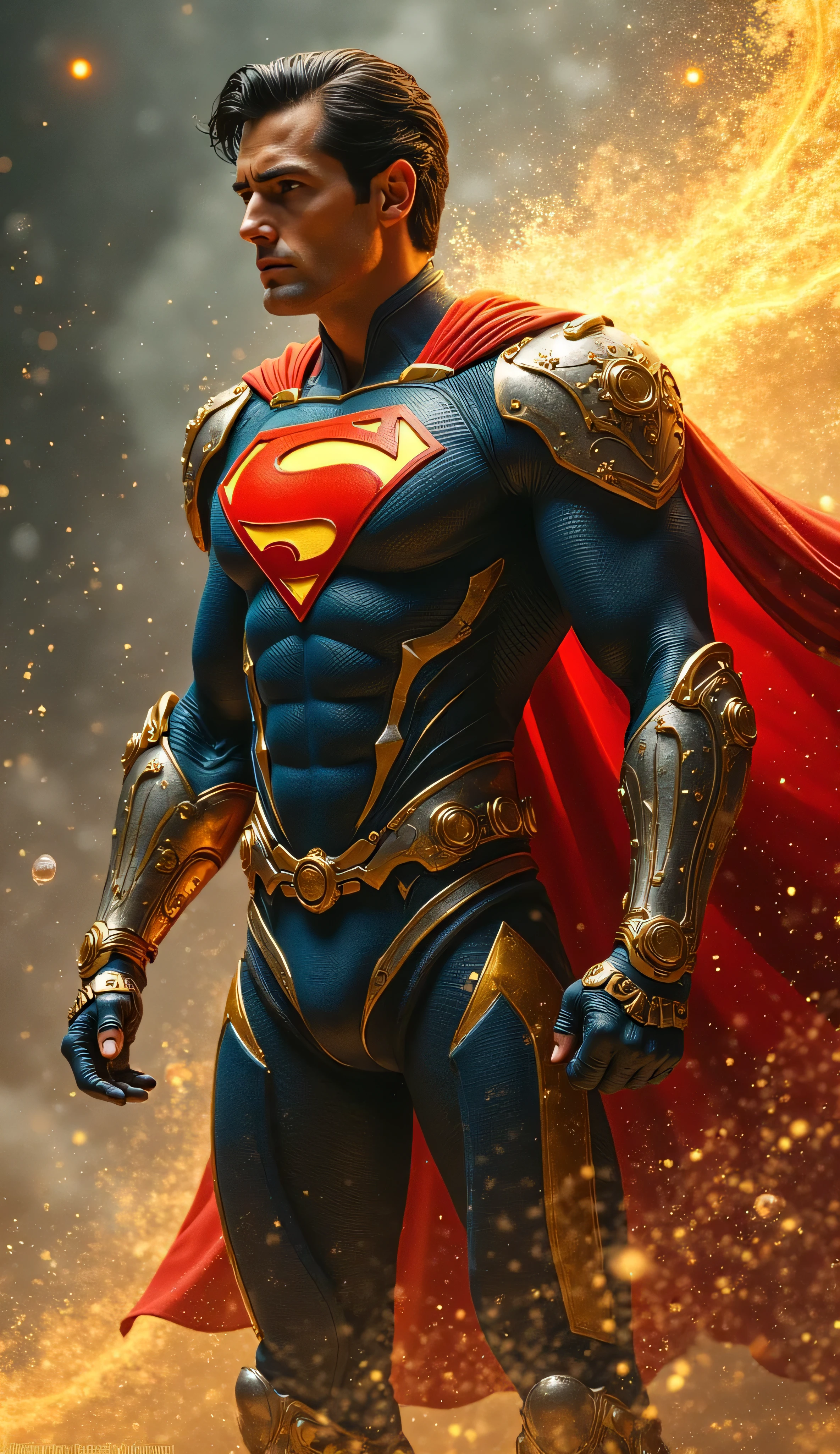 The dynamic depiction of Superman reimagined as a Ghisyanki warrior in ...