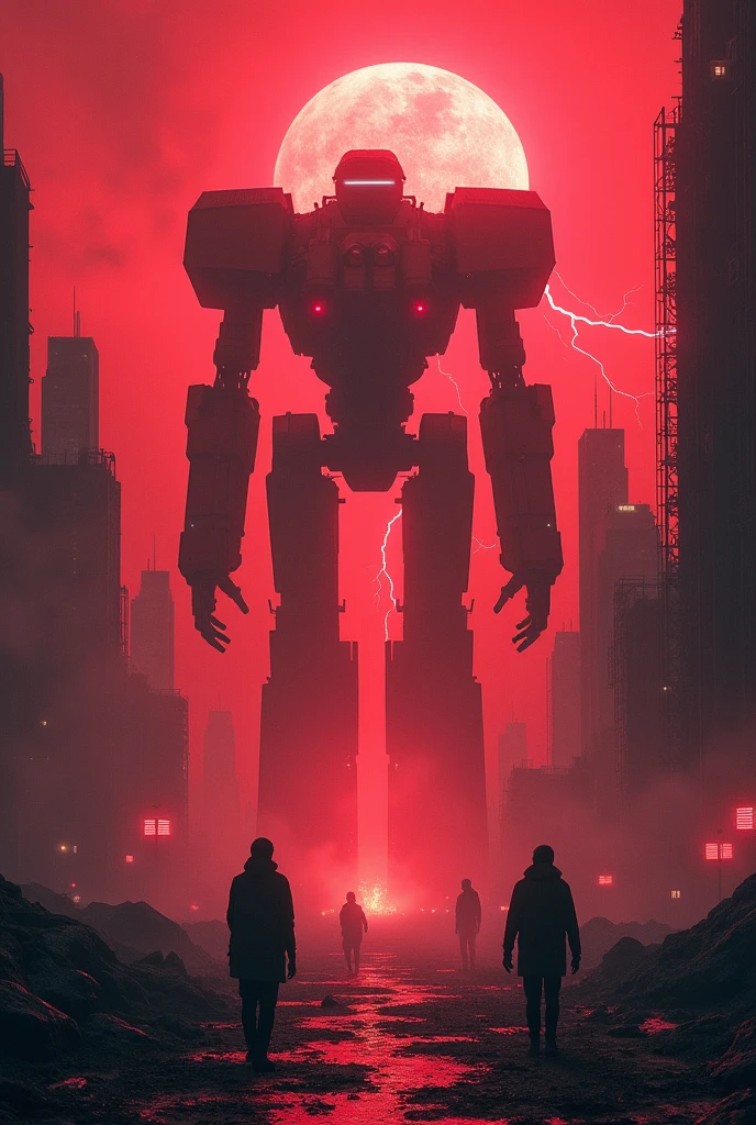 A scene from the end of the world in 2099: destroyed cities, red sky ...