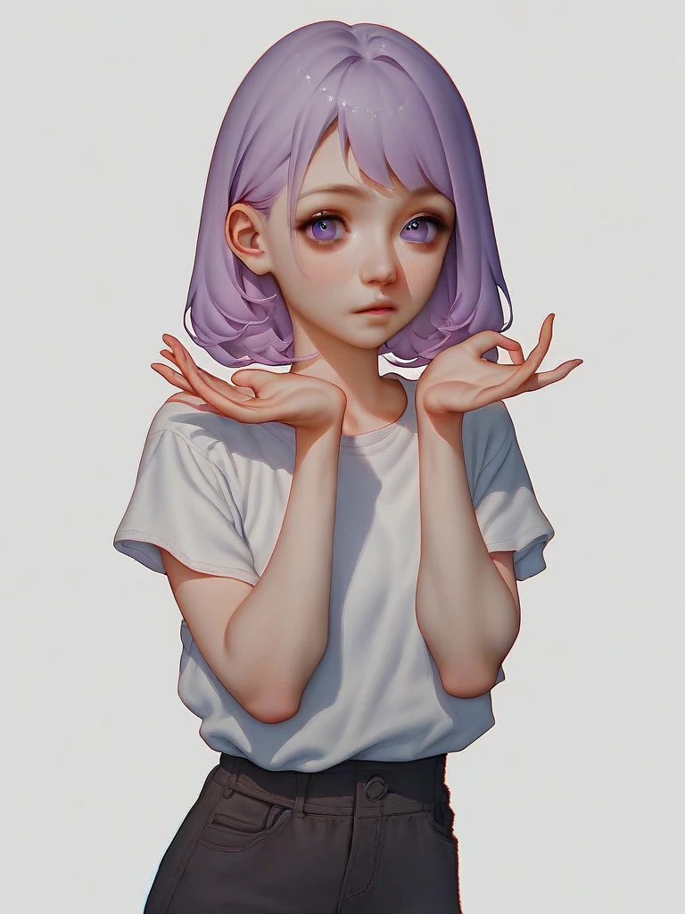 Woman, lavender hair, purple eyes, clean lines, high contrast - SeaArt AI