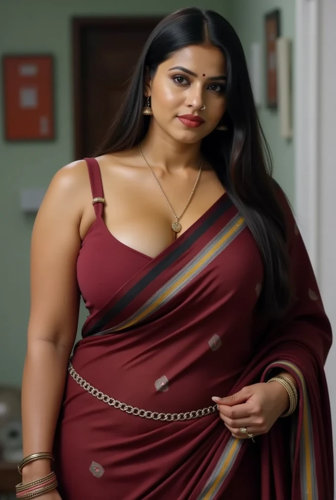 Hot Indian Tamil Housewife Standing Low Rise Saree Below Navel