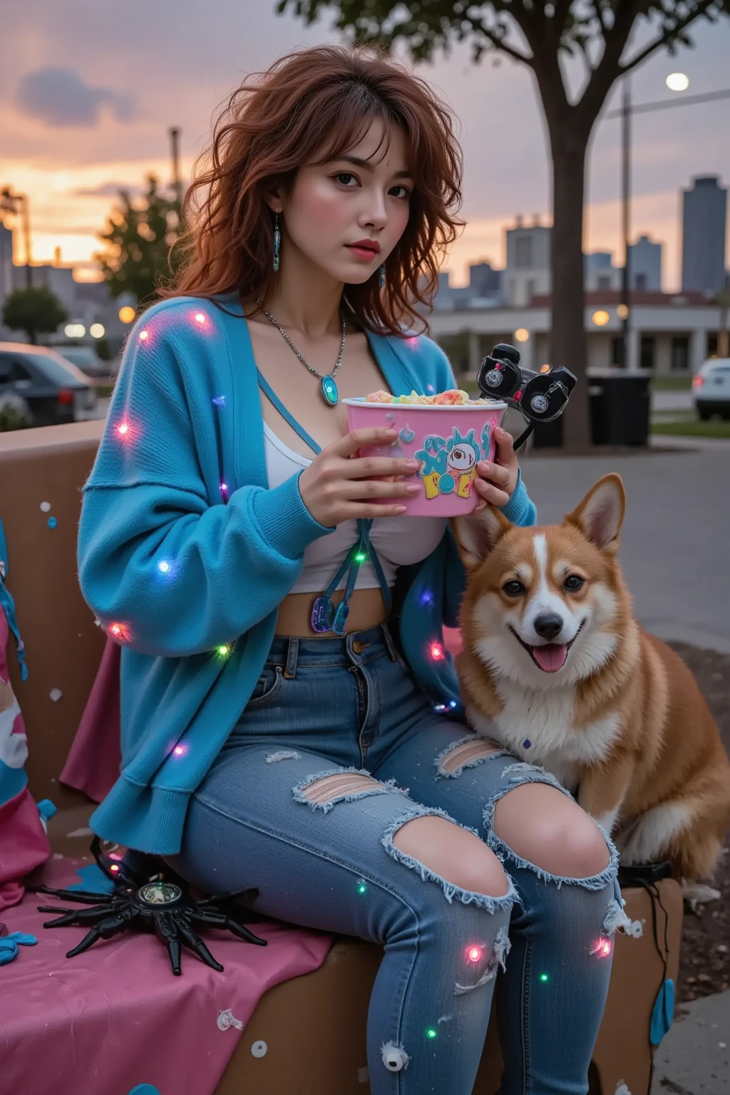 A Latin woman in her 30s, with ruffled curly hair in shades of copper ...