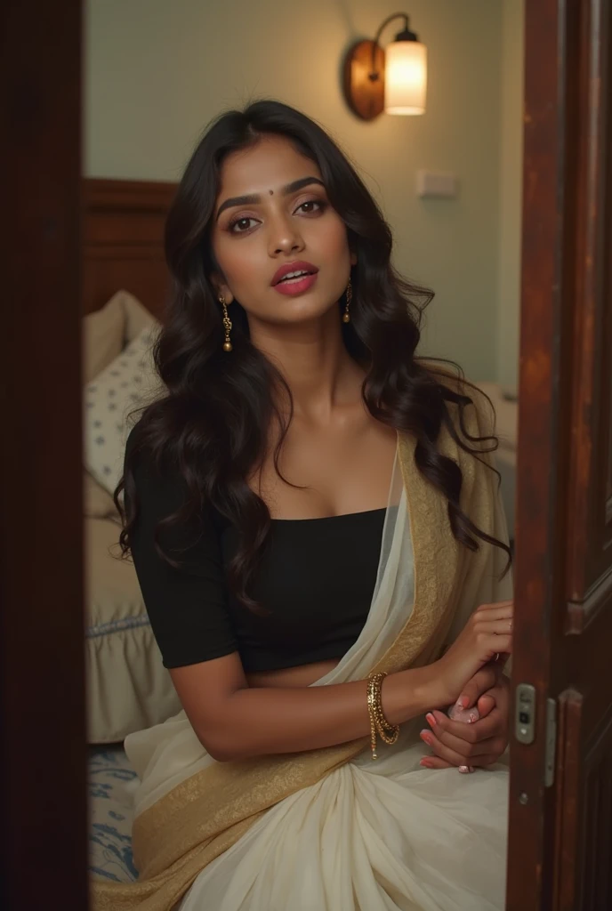 Mee seeing through the door , Full body image, indian hourglass body ...