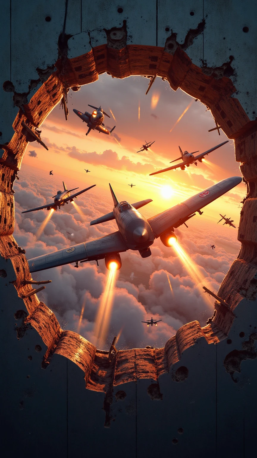 A cinematic and dynamic digital illustration of an intense aerial ...