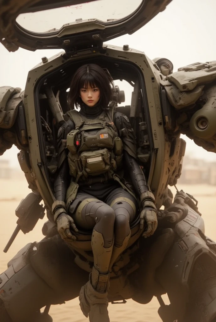 Realistic representation、a giant ground combat robot weapon that looks ...