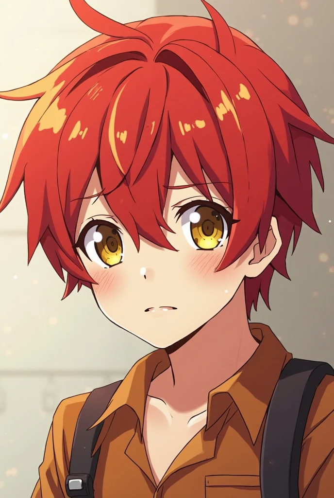 Red-haired boy, an intermediate of bright and opaque red, golden ...