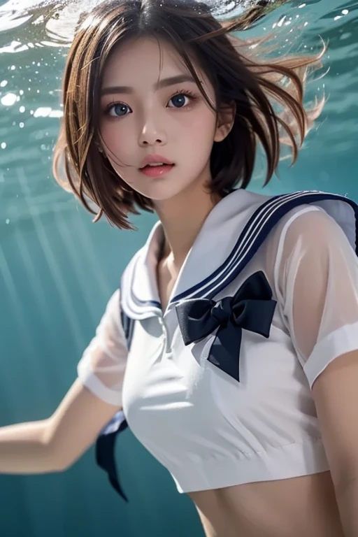 ( see-through:1.3),White sailor suit, sailor dress , White Theme ...