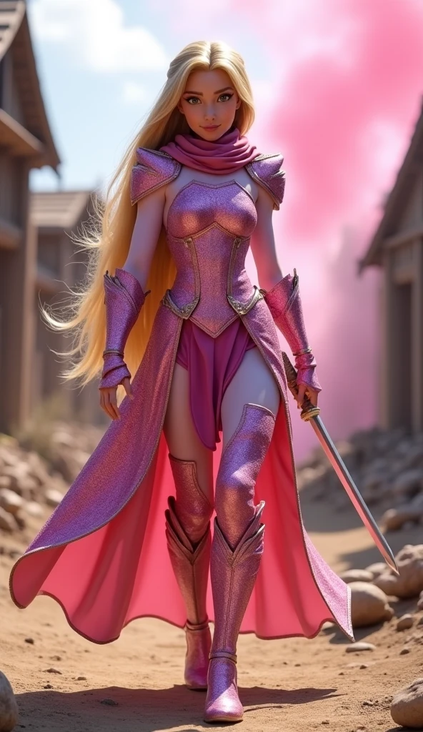 Rapunzel Disney Princess as Ninja Warrior, wearing a mask, a full body ...