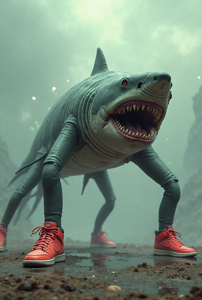 The three-legged shark groans in Nike shoes - SeaArt AI