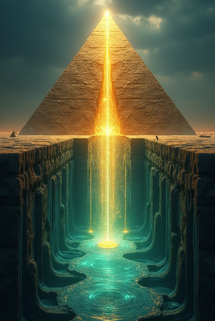 Coupe transversale d’une pyramide révélant un réseau souterrain d ...
