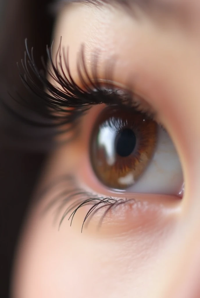 "A Chinese girl's ultimate lashes close-up，eye details are as follows ...
