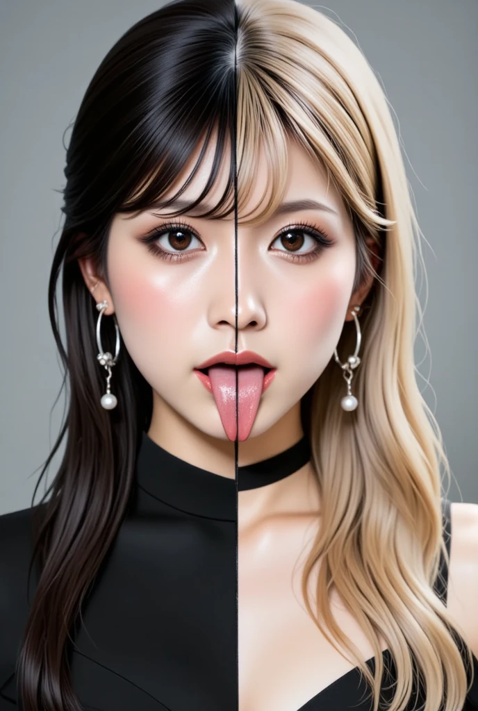 top quality, masterpiece, Photorealistic , ((Split screen left and ...