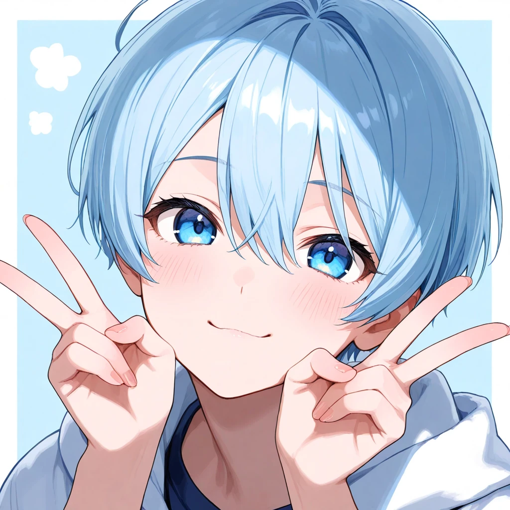 Light blue boy cute V-tuber style - SeaArt AI